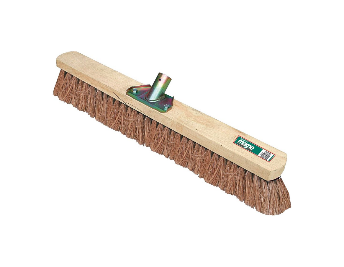 Balai coco en fibres naturelles - 60cm avec manche - Jardinet