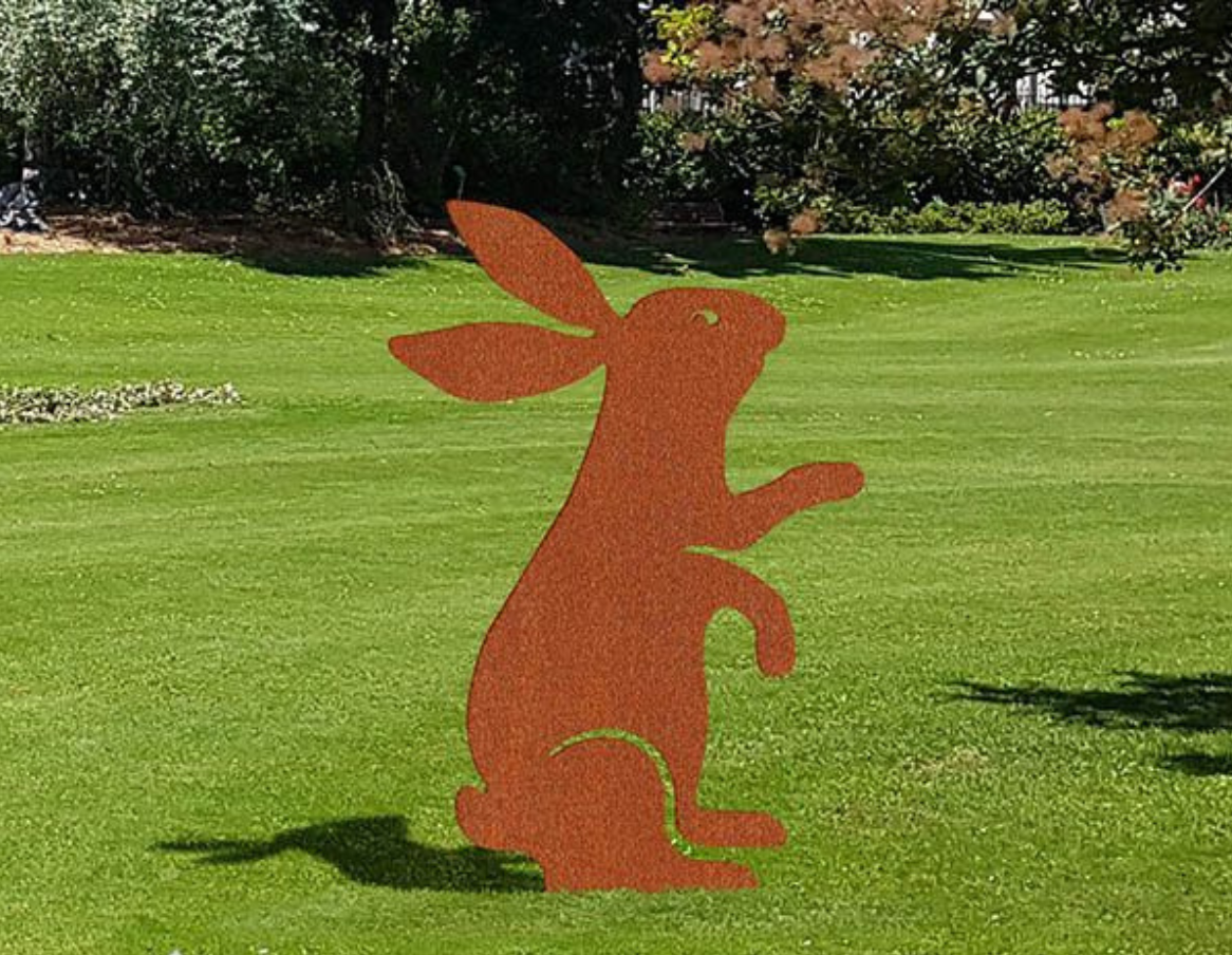 Figurine en acier corten - Lapin - Jardinet